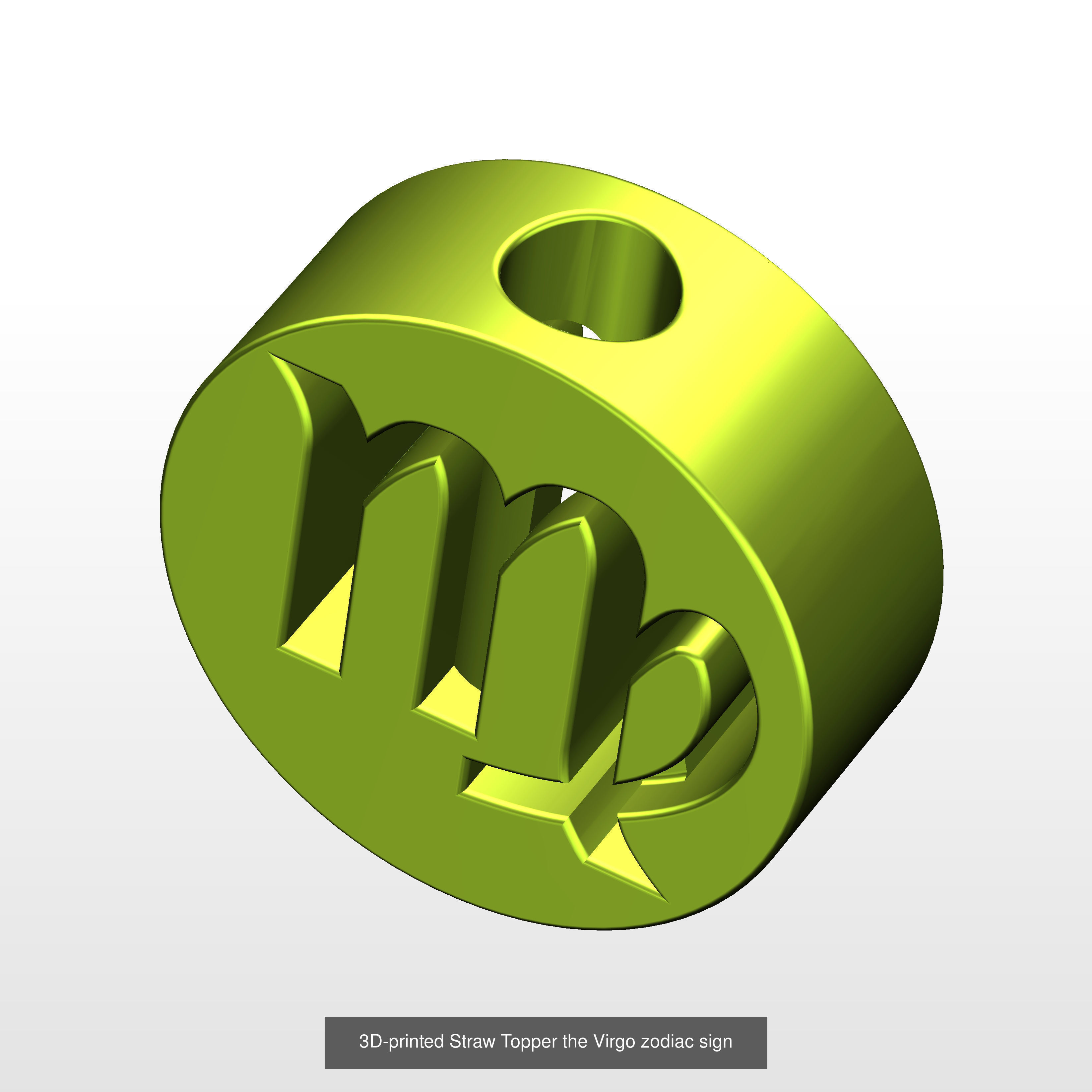 collection of 3D printed straw toppers the Zodiac Series | CGTrader