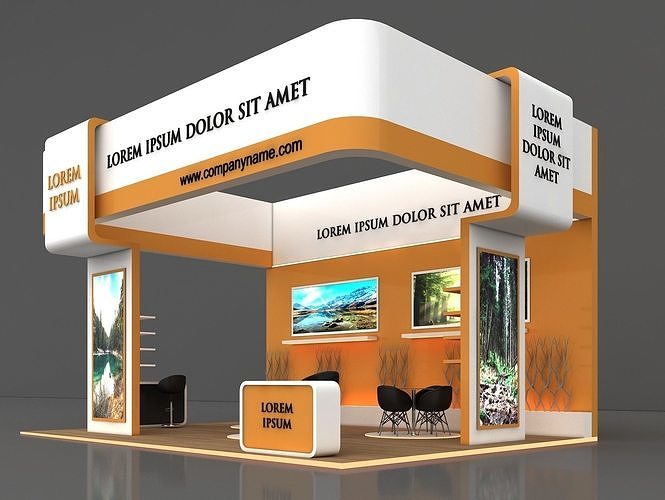 Booth Exhibition Stand Stall 8x6m Height 500 cm 3Side Open 3D model | CGTrader