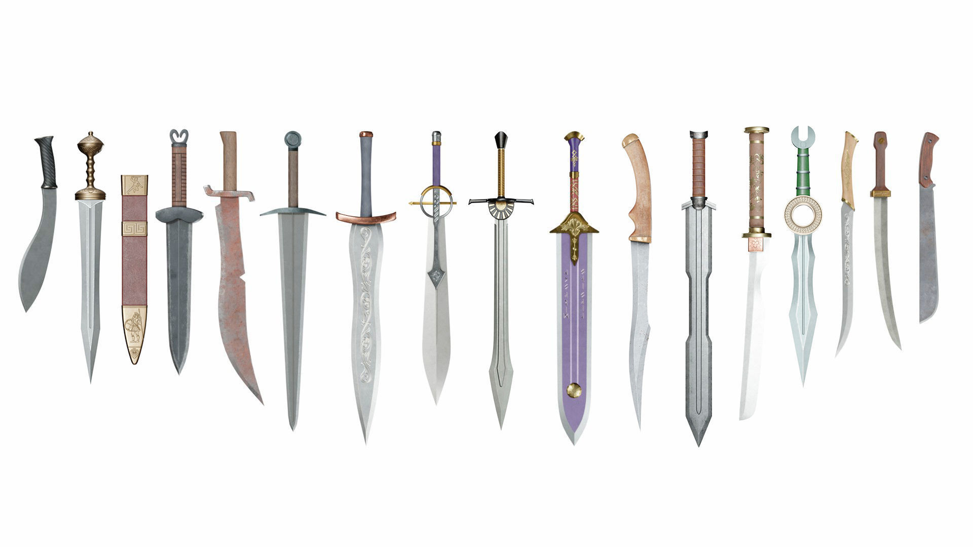 Collection of 16 shortswords 3D model | CGTrader