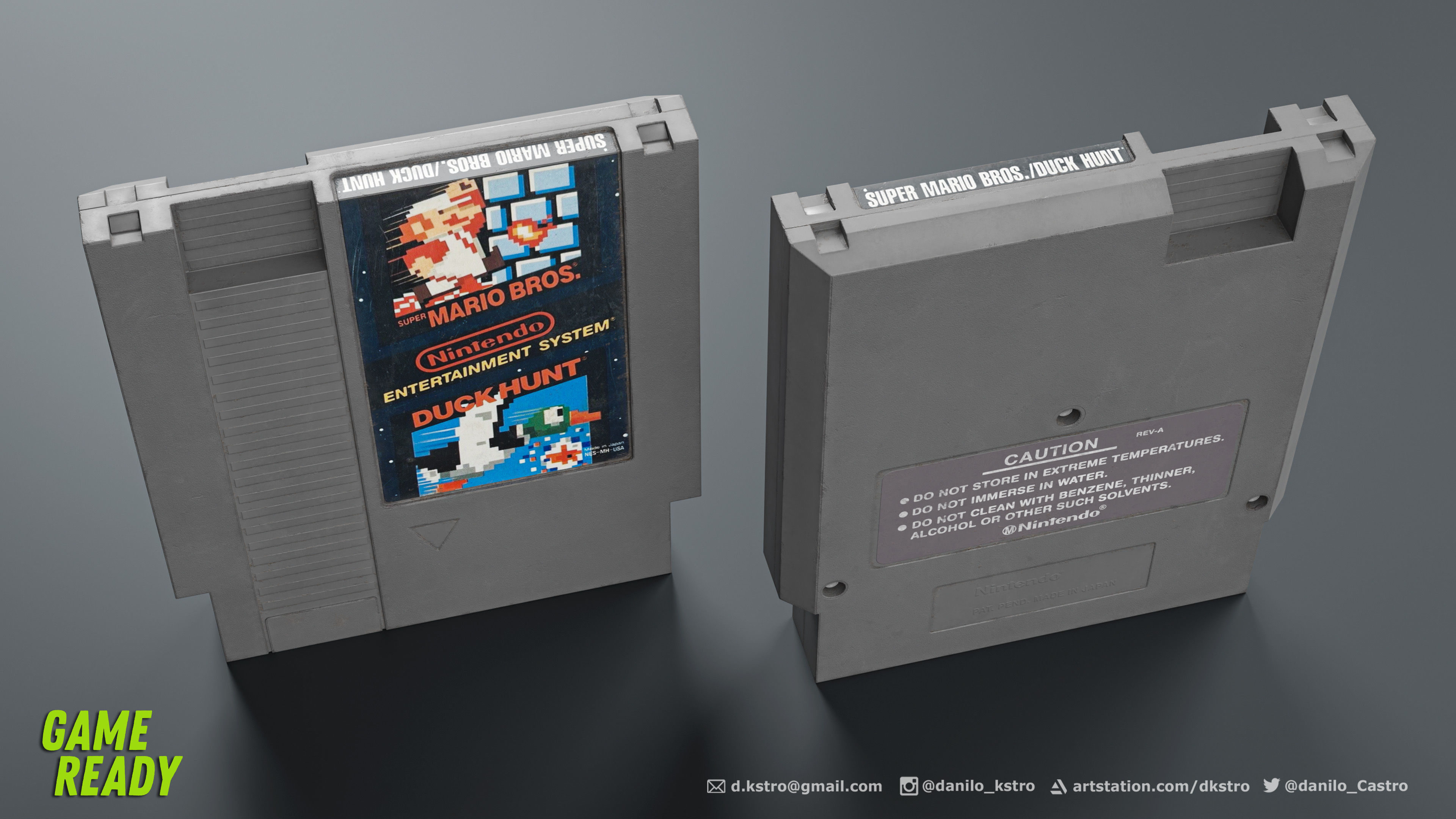3D model NES Console Cartridge - Lowpoly - 4k Textures VR / AR / low ...