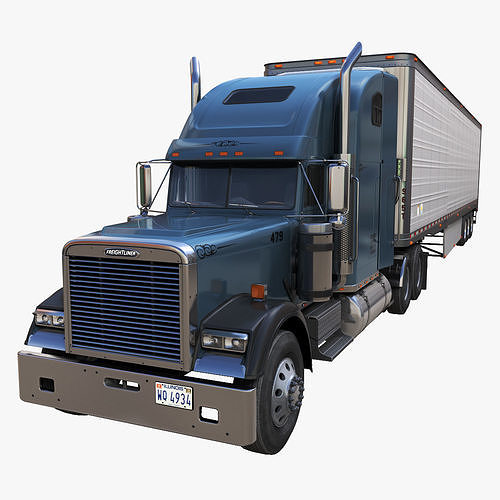 3D model Freightliner Classic refrigerated trailer VR / AR / low-poly ...