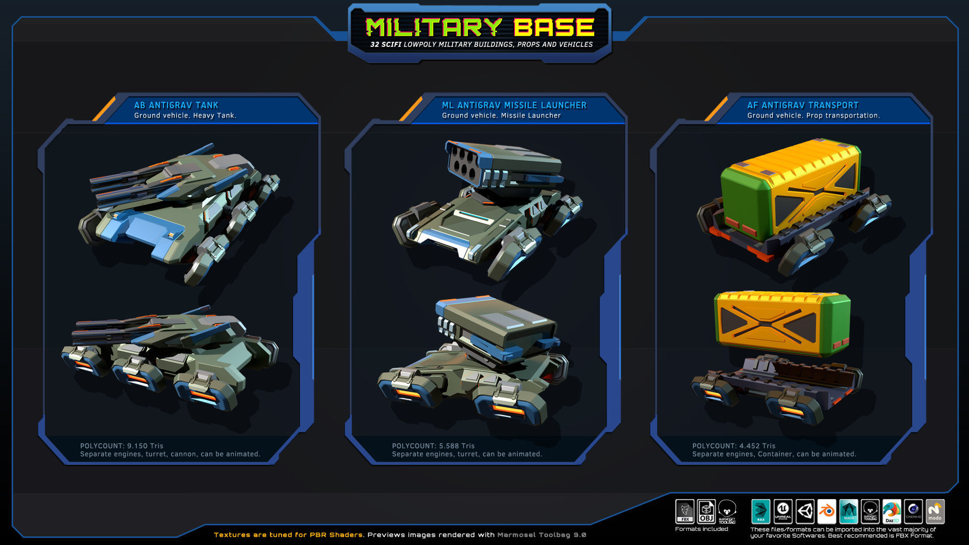 3D model LowPoly SF MILITARY Base VR / AR / low-poly | CGTrader