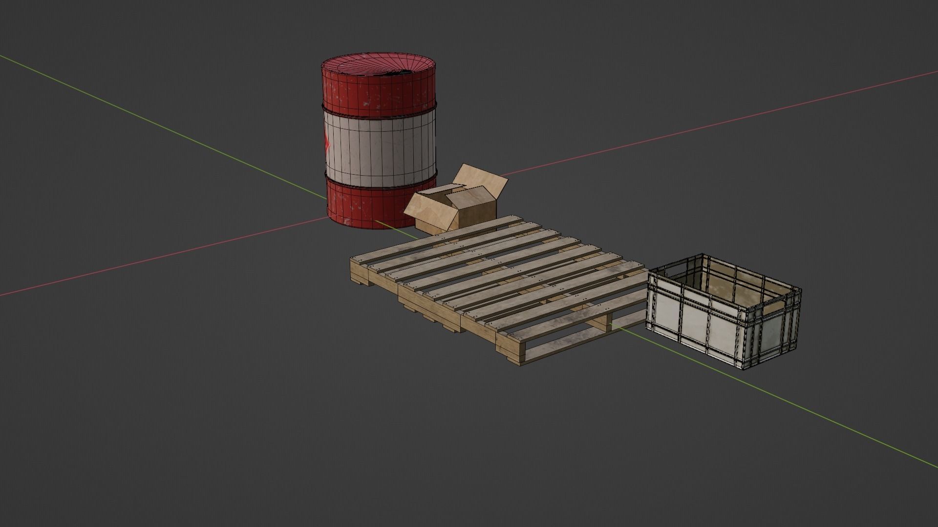 3D model Pallet-barrel-cardboardbox-crates VR / AR / low-poly | CGTrader