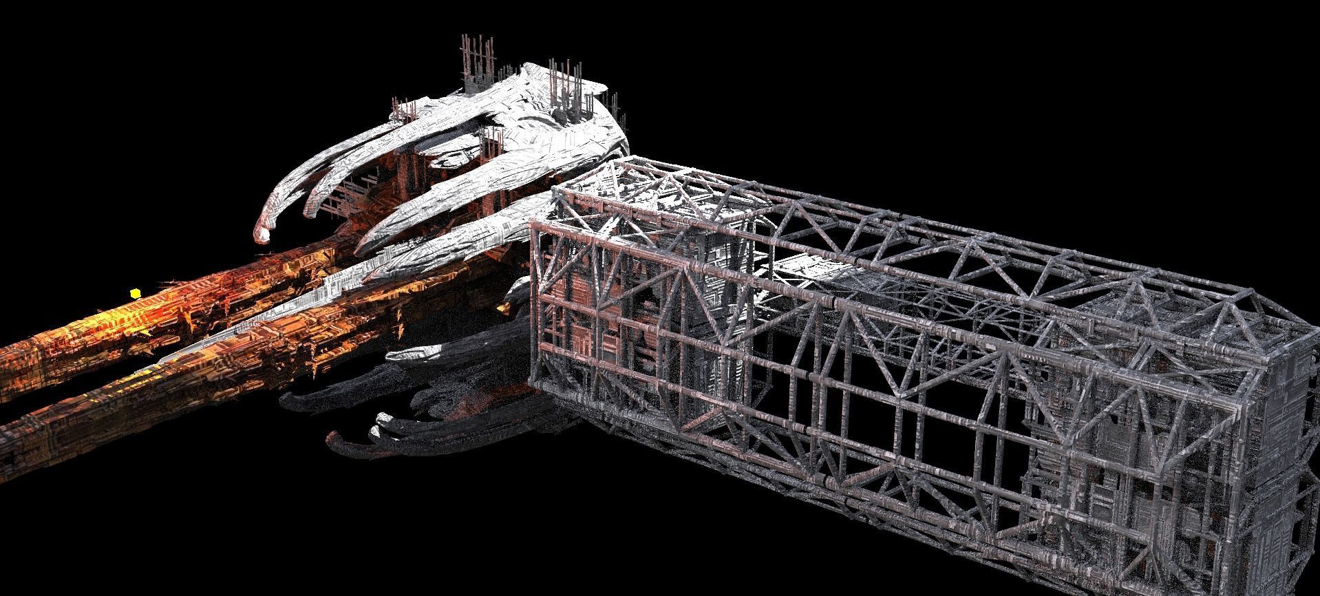 3D model Sci Fi Ship Docking Gridding With Wraith Ship VR / AR / low-poly | CGTrader