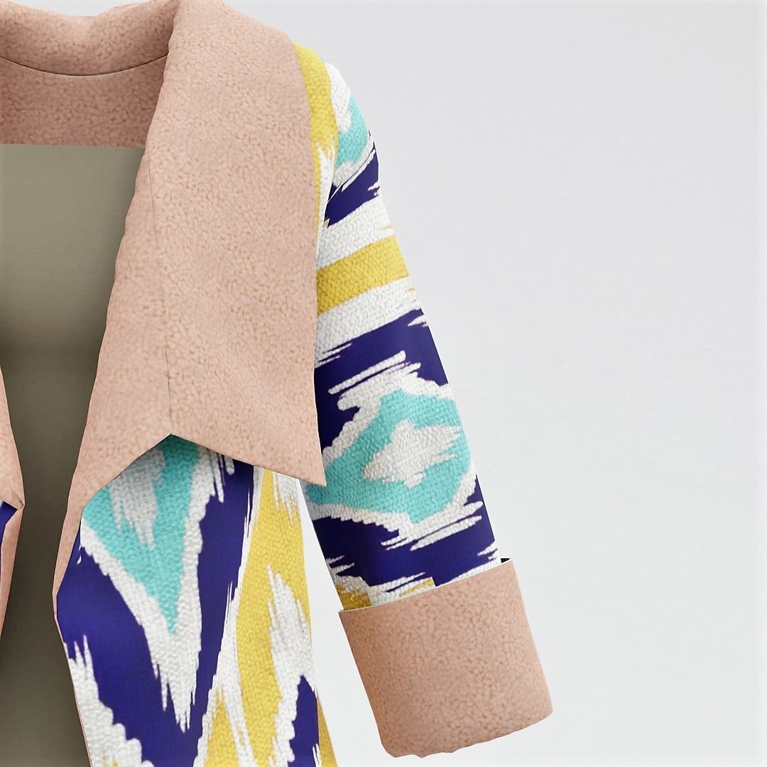 Traditional ikat pattern coat - clothing 3D model | CGTrader