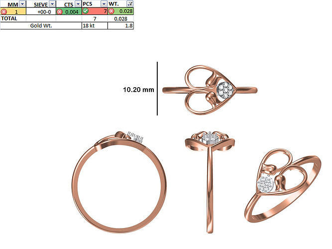 Women Light Weight Heart Ring STL OBJ FBX JCD Details 3D model 3D printable | CGTrader