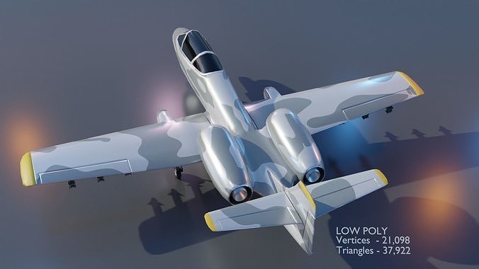 3D model A 10 Thunderbolt Attack Plane - low poly VR / AR / low-poly ...