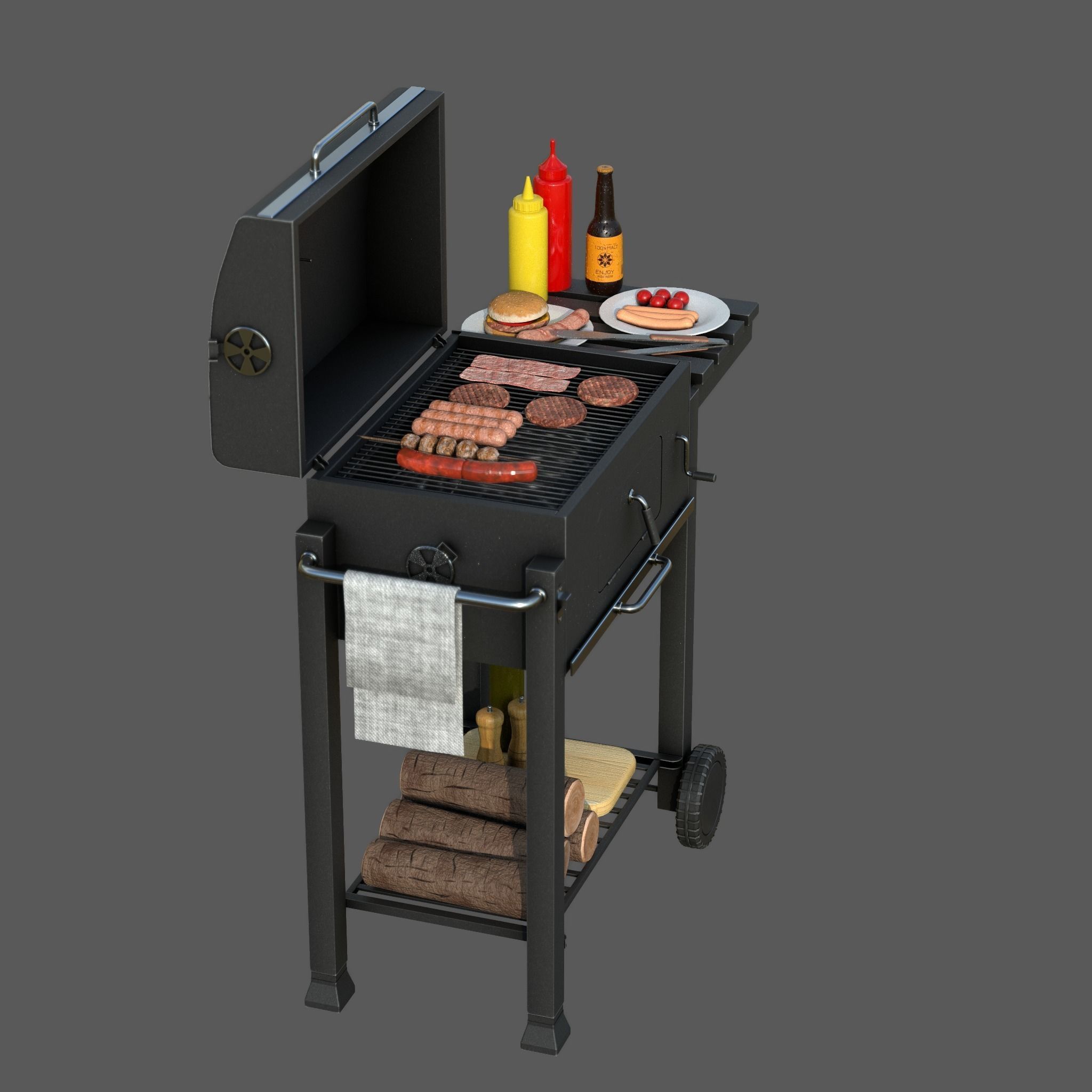 Barbecue with Complements 3D model | CGTrader