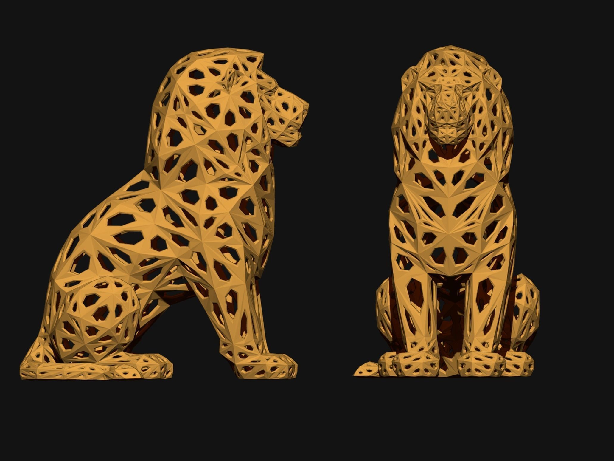 Wireframe Lion 3D model 3D printable | CGTrader
