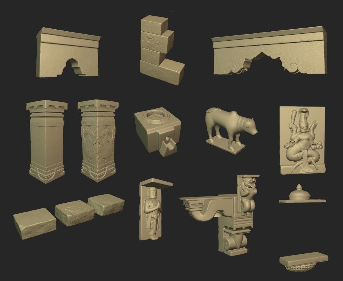 3D model Old Temple - Modular Asset VR / AR / low-poly | CGTrader