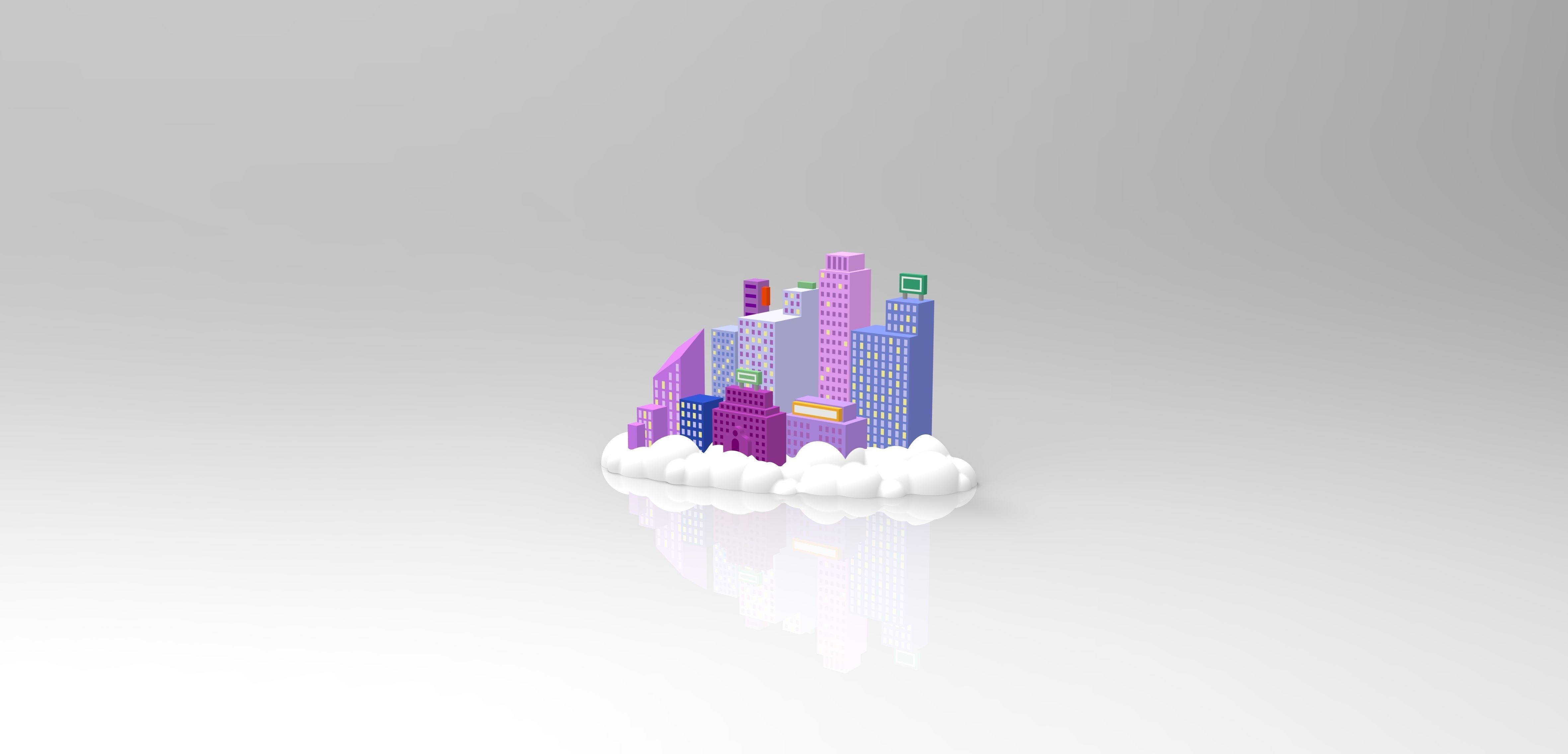 Buildings in Clouds 3D model 3D printable | CGTrader