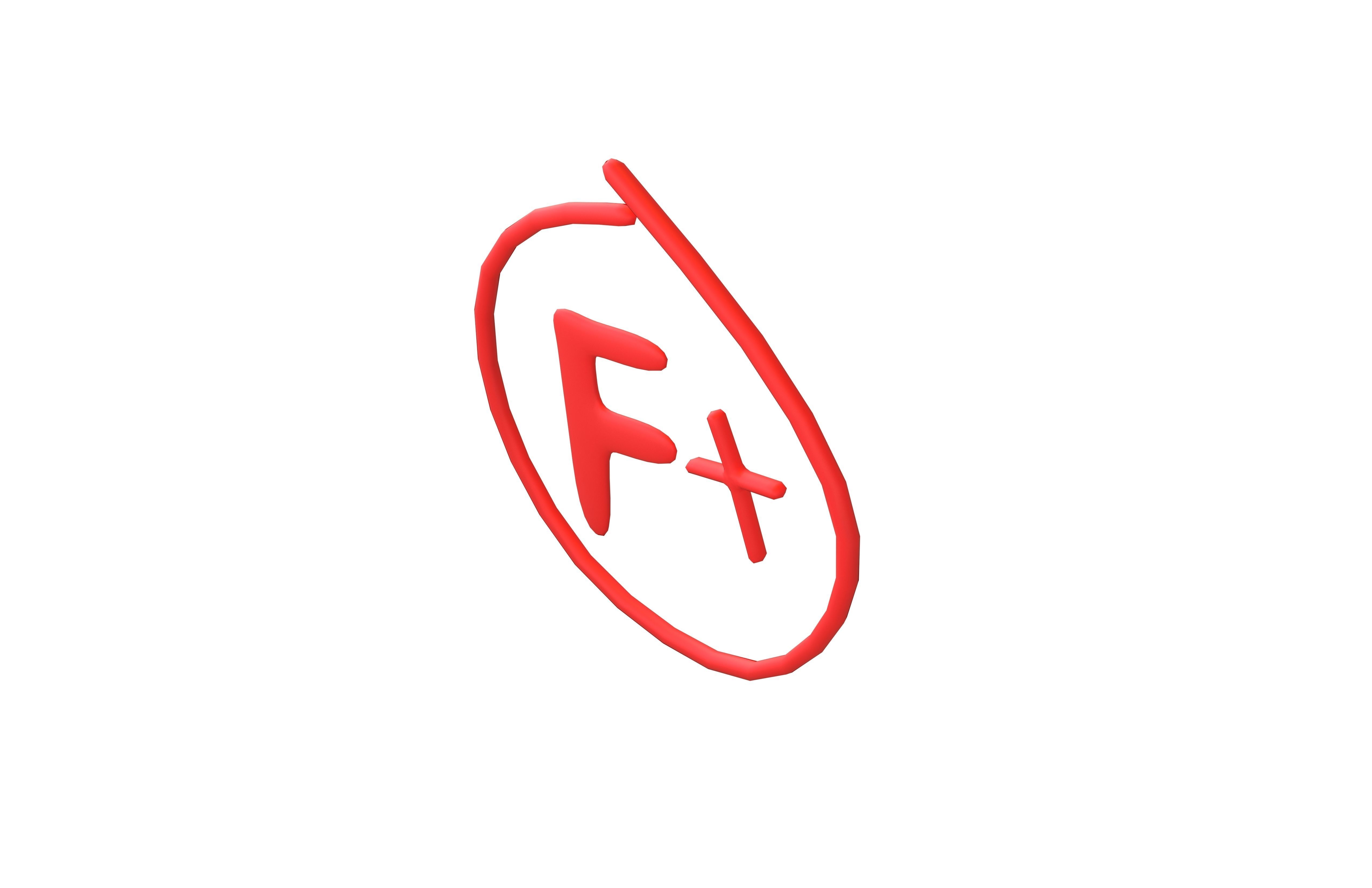 3d Model Grade F Plus Symbol V1 001 Vr Ar Low-poly | Cgtrader