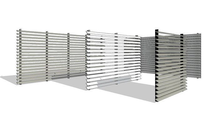 Exterior Aluminium Sun Screen Fixed Louvres 3D model | CGTrader