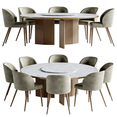 Dinning Set Morgan round table Minotti dining chair free 3D model | CGTrader