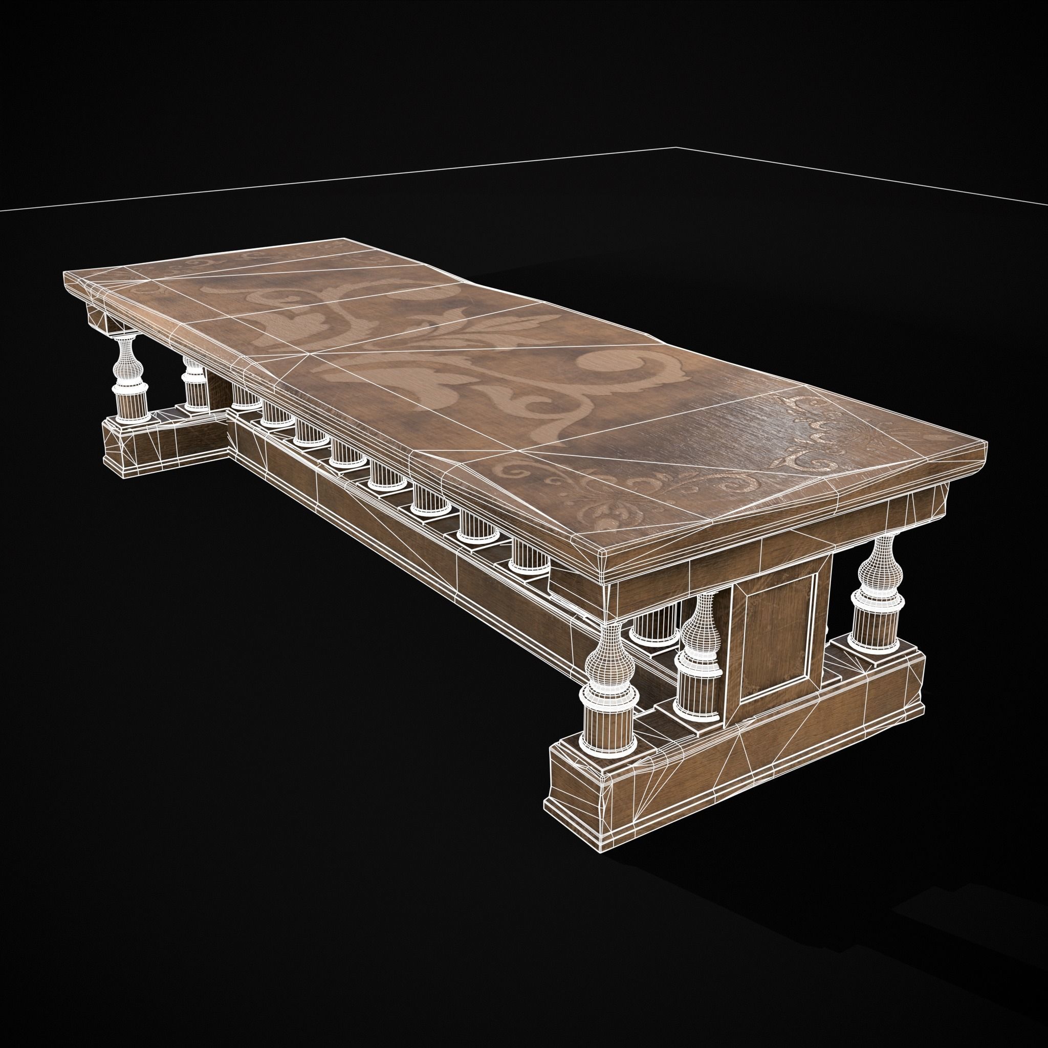 3D model Long Renaissance Table VR / AR / low-poly | CGTrader