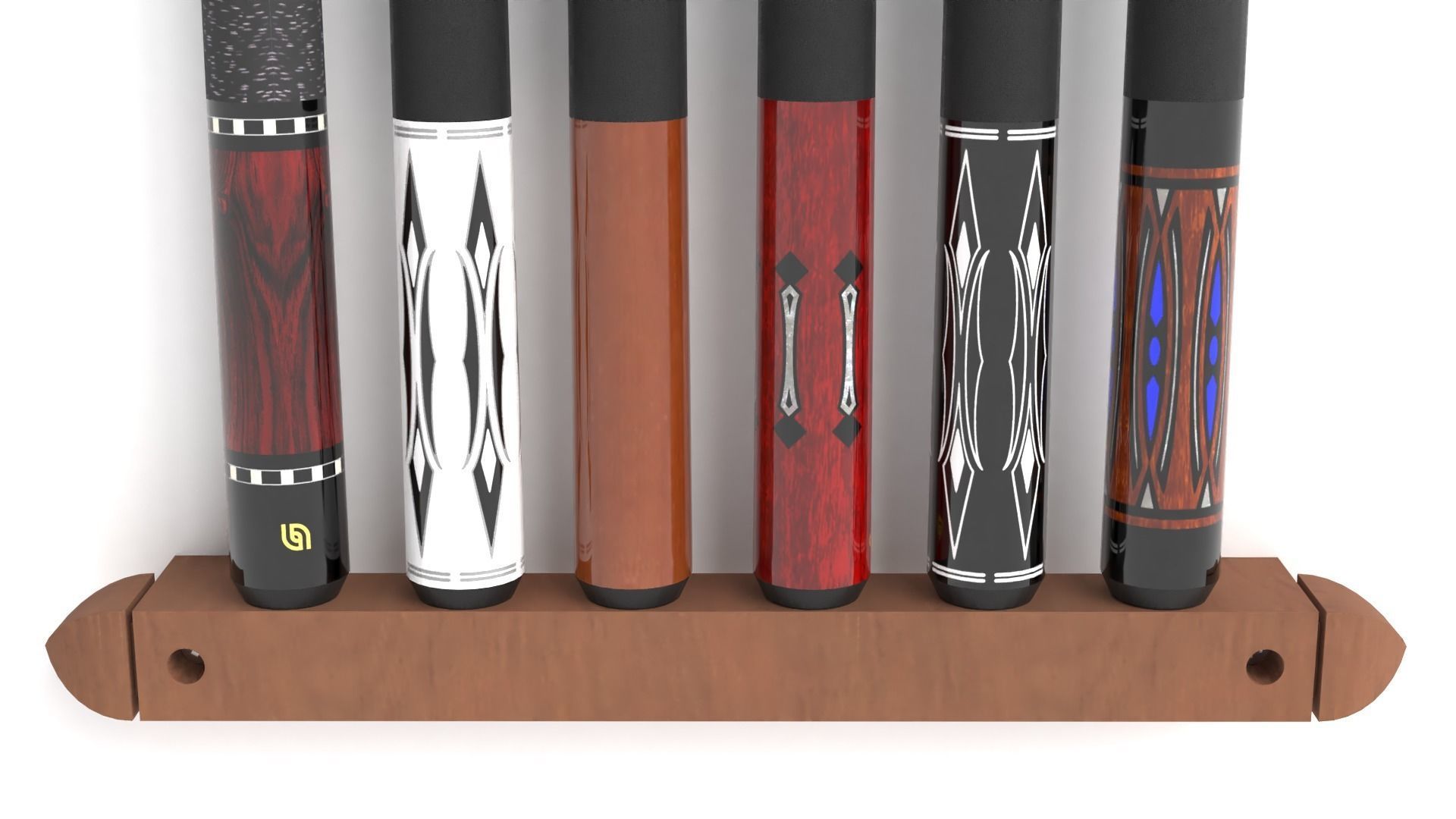 Wall cue stick rack 3D model | CGTrader