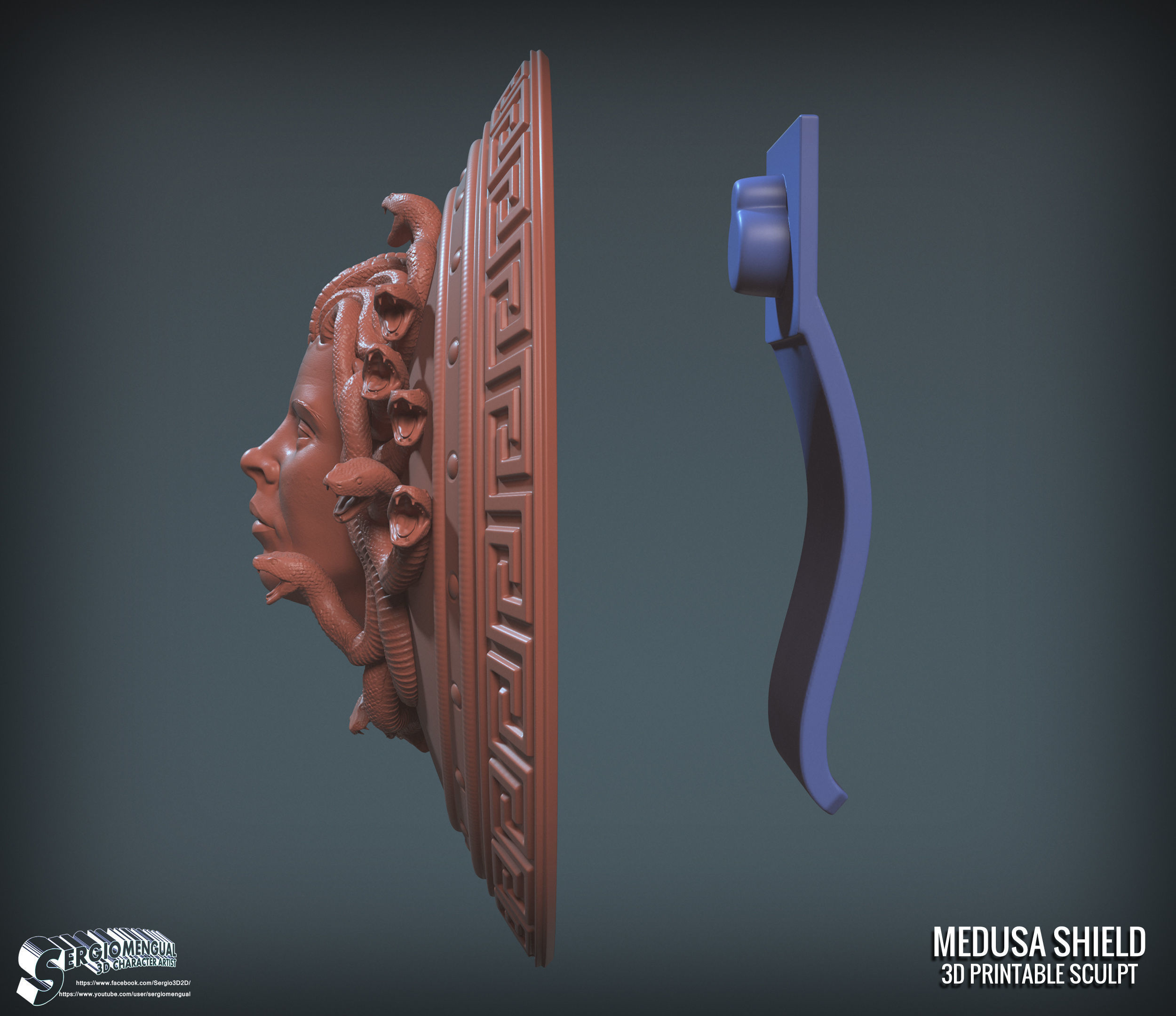 Greek Mythology Medusa Shield 3D Printable Sculpt 3D model 3D printable ...