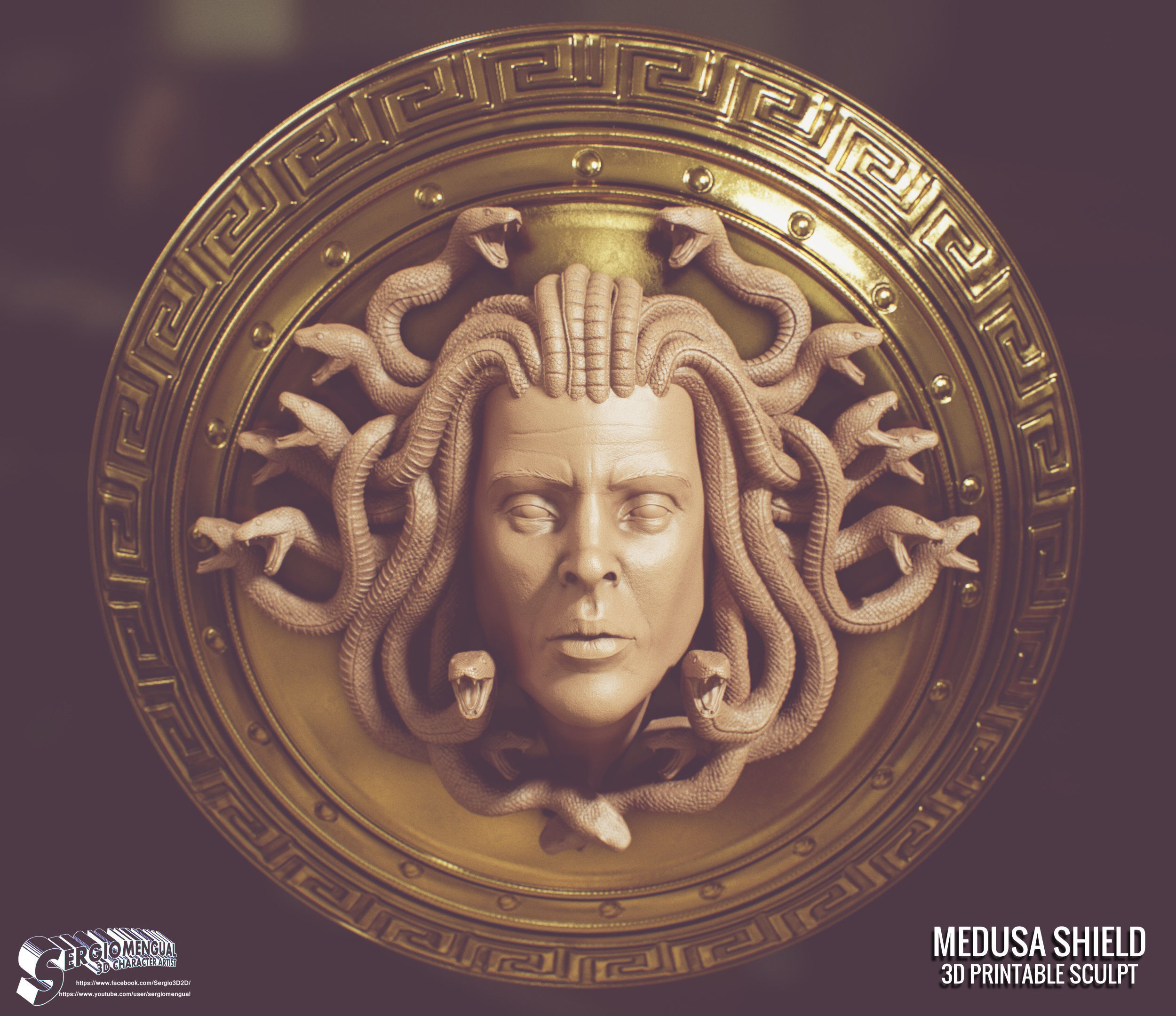 Greek Mythology Medusa Shield 3D Printable Sculpt 3D model 3D printable ...