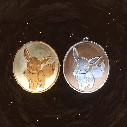 Pokemon Eevee Badge Coin Keychain Pendant 3D model 3D printable | CGTrader