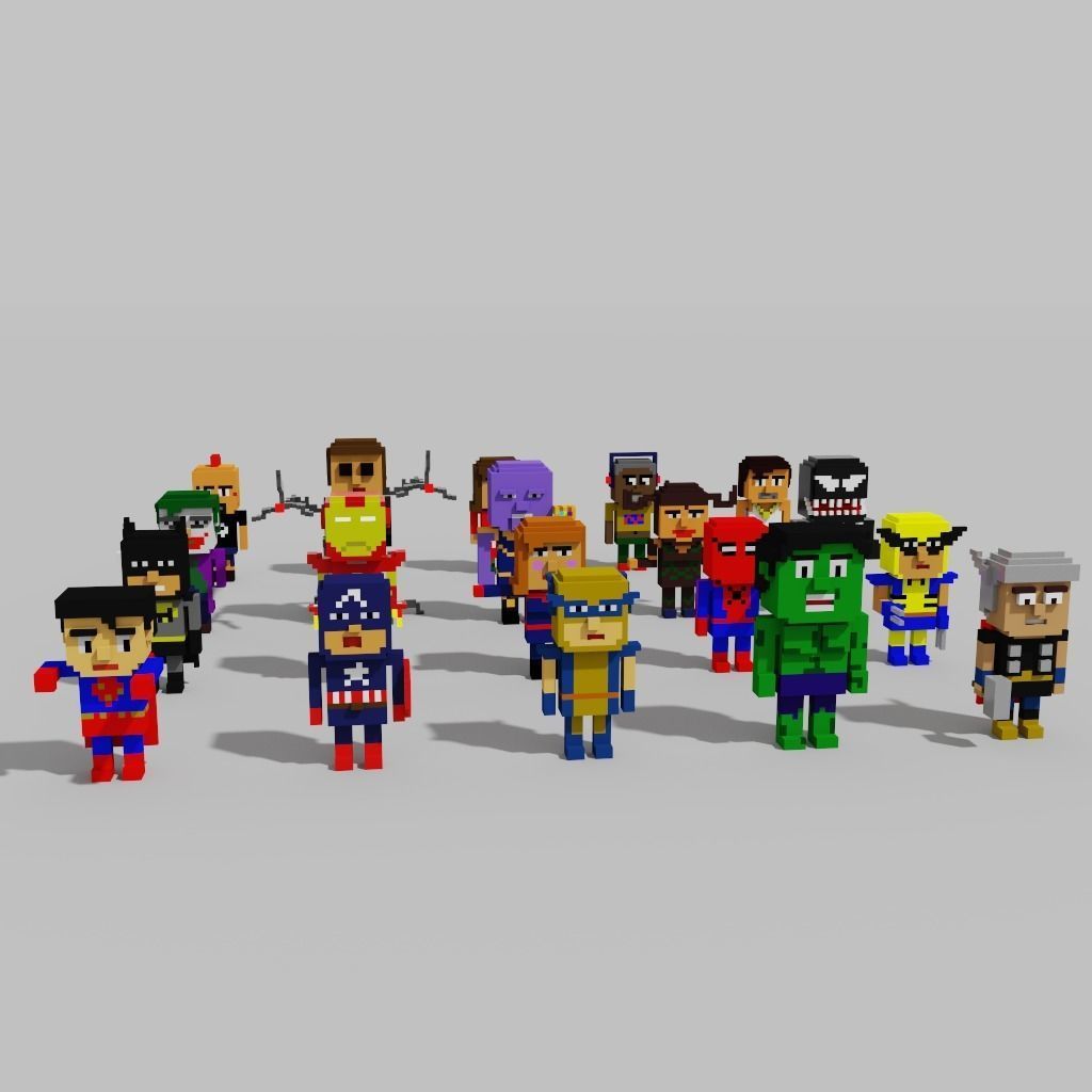 3D Cute Superhero and Enemies Voxel Character 3D model | CGTrader