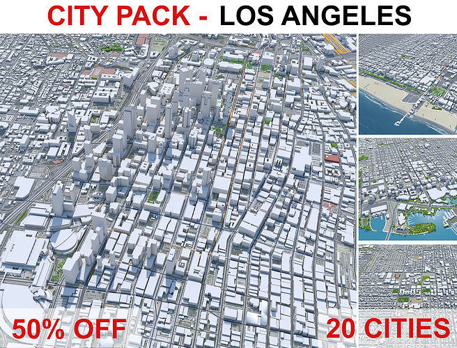 3D Model Collection Los Angeles Metropolitan Area and California Top 20 ...