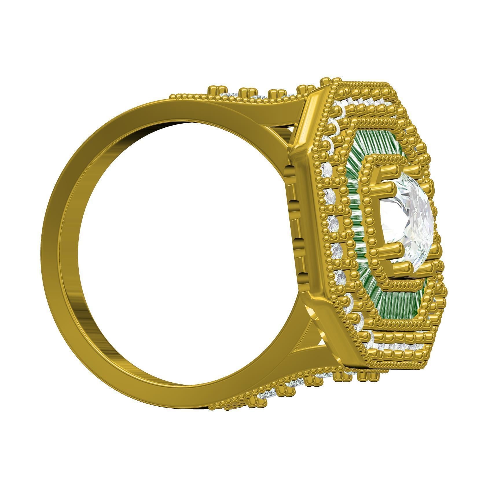 Octagon Shaped Head Cathedral Engagement Ring 3D model 3D printable ...