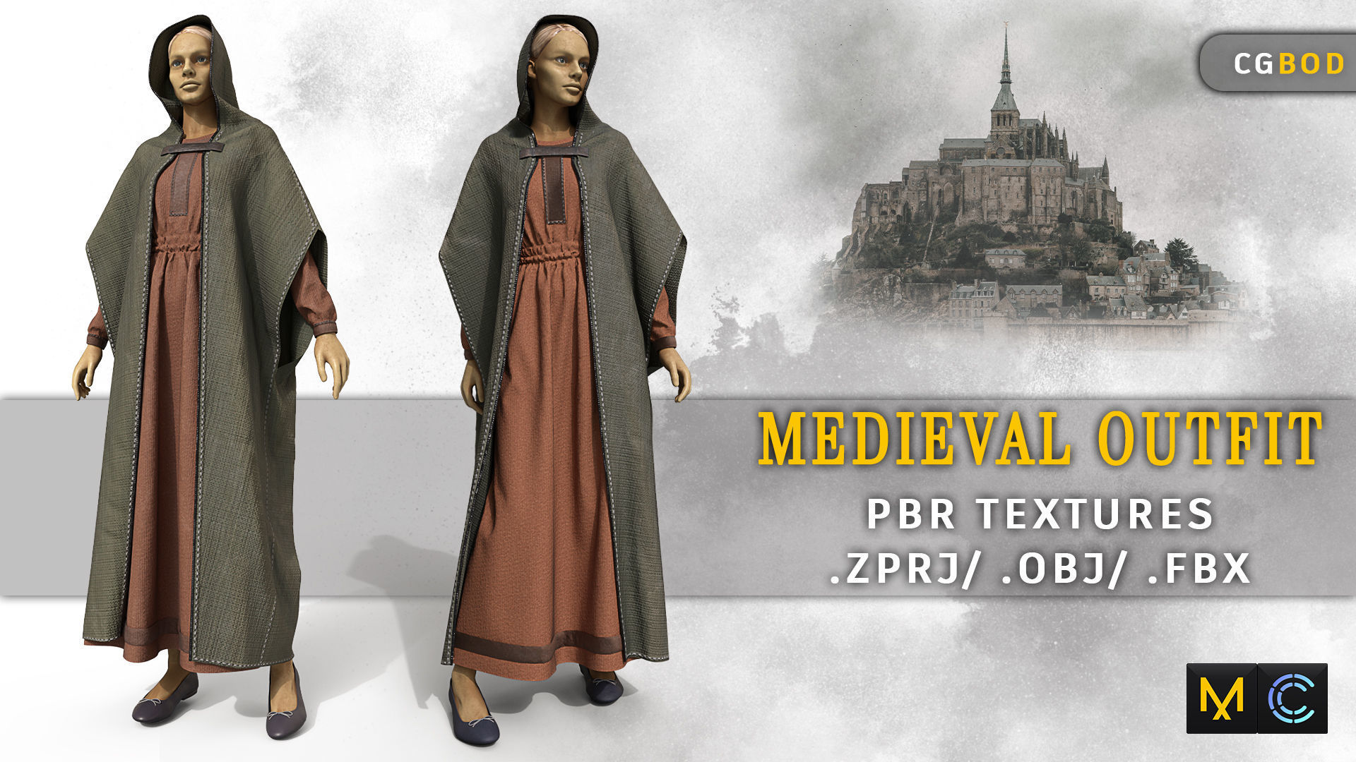 women clothing Medieval female Outfits pack 3D model | CGTrader