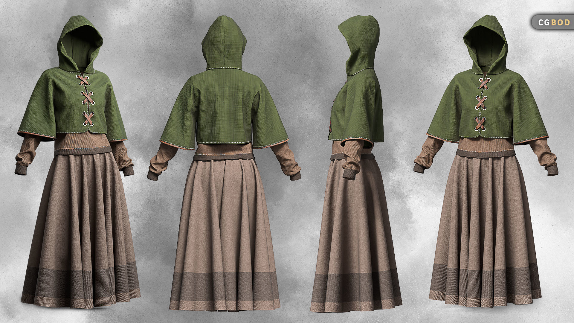 women clothing Medieval female Outfits pack 3D model | CGTrader