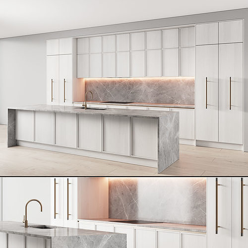 109 modern kitchen 06 white wood neoclassic 3D model | CGTrader