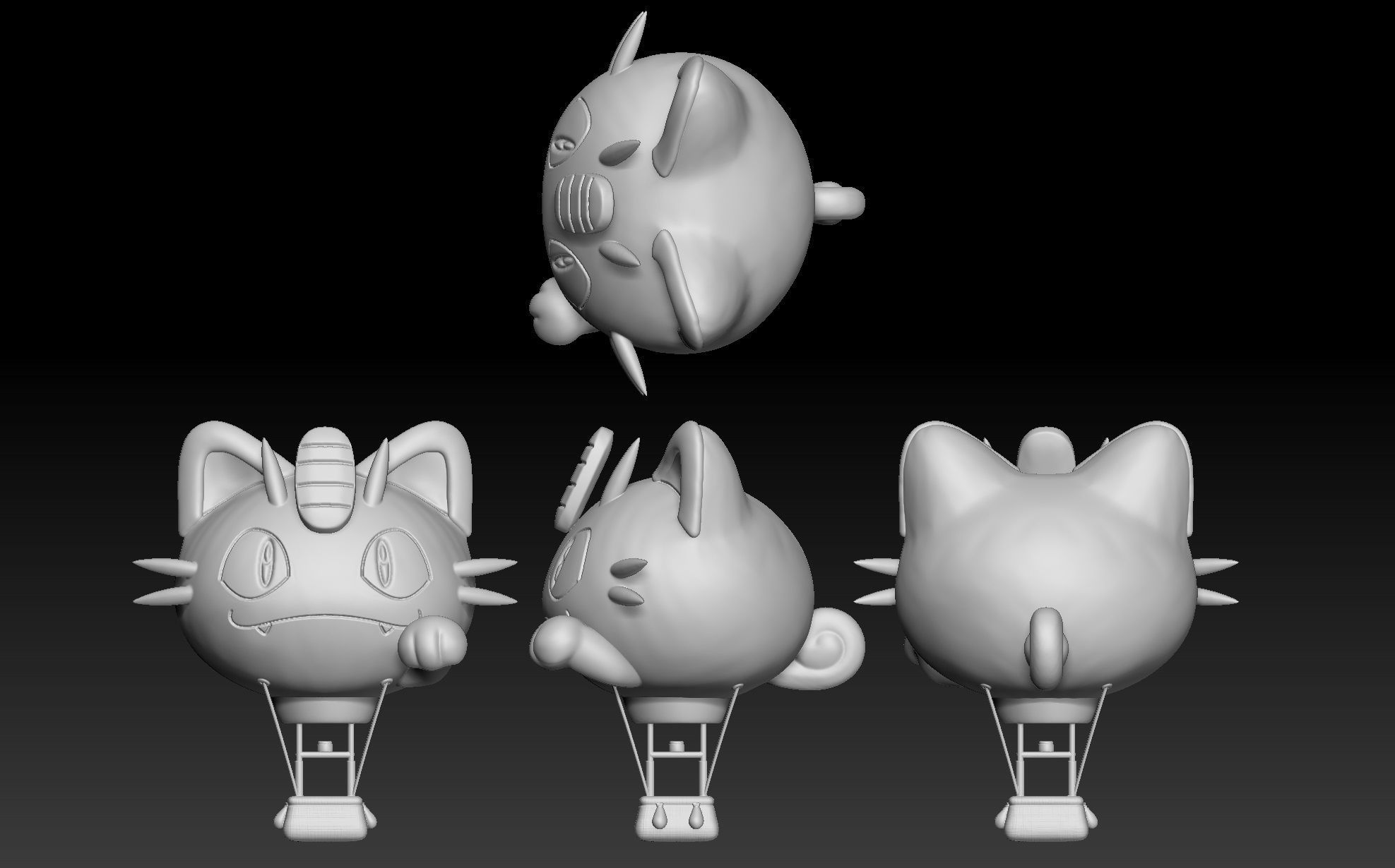 Pokemon Team Rocket Baloon Meowth 3D model 3D printable | CGTrader