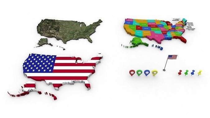 USA Map Pack 3D model | CGTrader