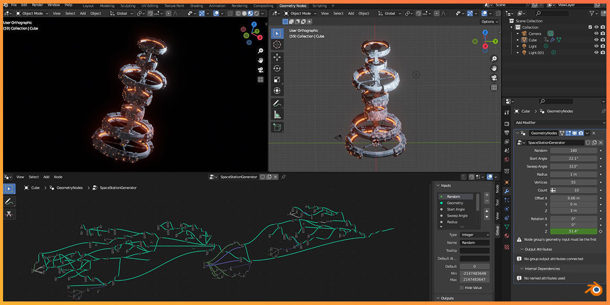 3D model Procedural Sci Fi Space Station Generator For Blender VR / AR ...