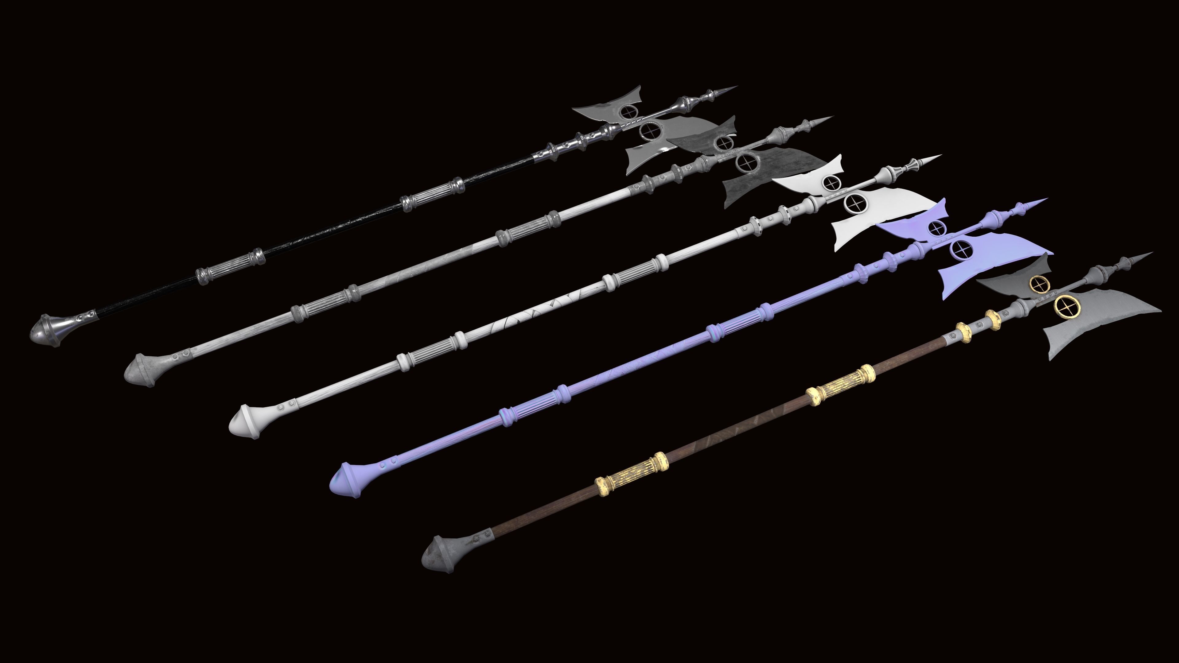 3D model Medieval templar battle halberd Game ready VR / AR / low-poly ...