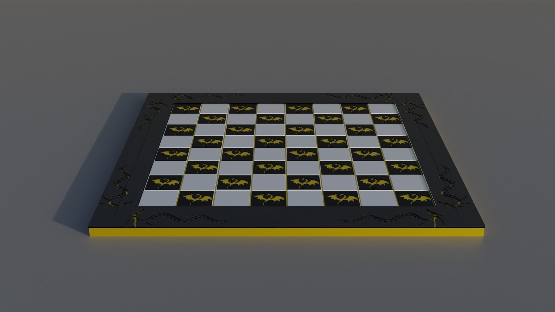 Dragon Chess Board - Dragon Pattern 3D Chess Board Stl 3D model 3D ...
