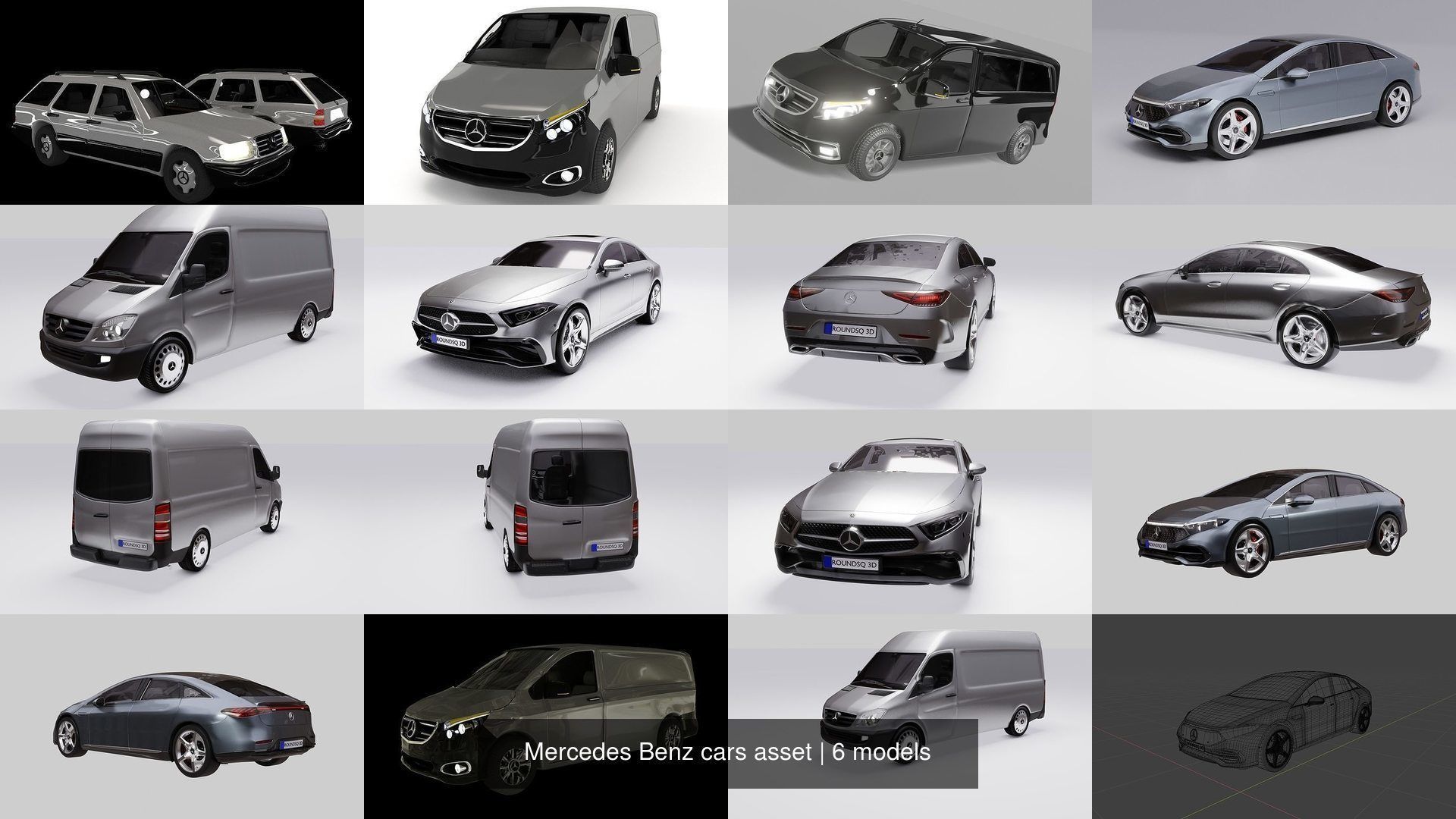 3D Model Collection Mercedes Benz cars asset VR / AR / low-poly | CGTrader