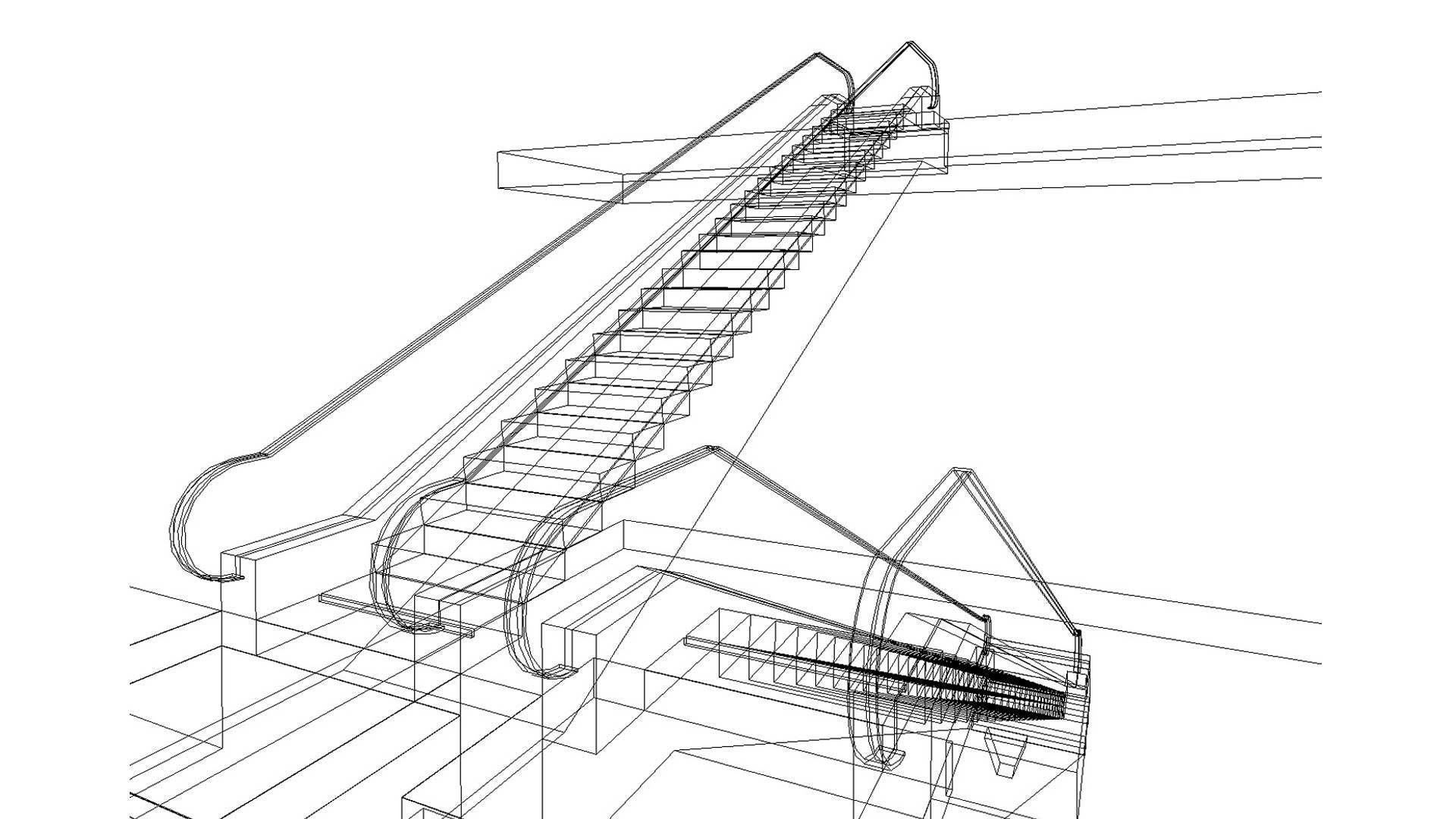 Parametric Two Level Based Escalator Revit Family 3D model | CGTrader