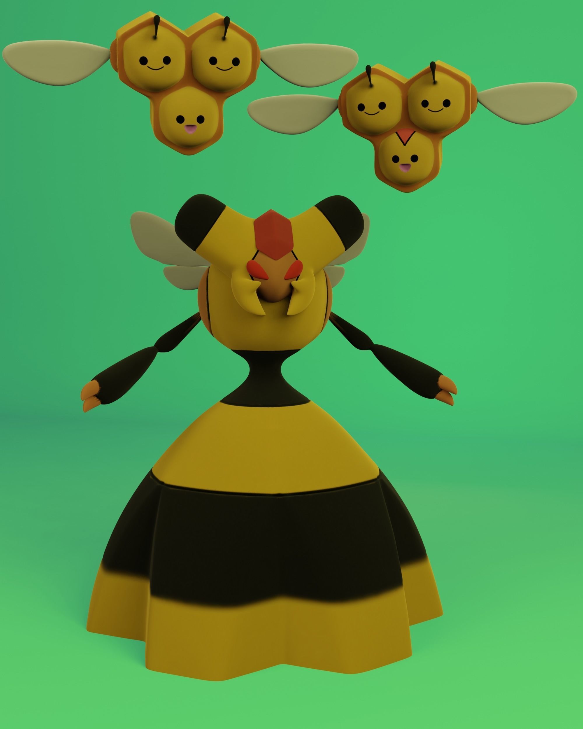 Combee Male Female and Vespiqueen 3D model 3D printable | CGTrader