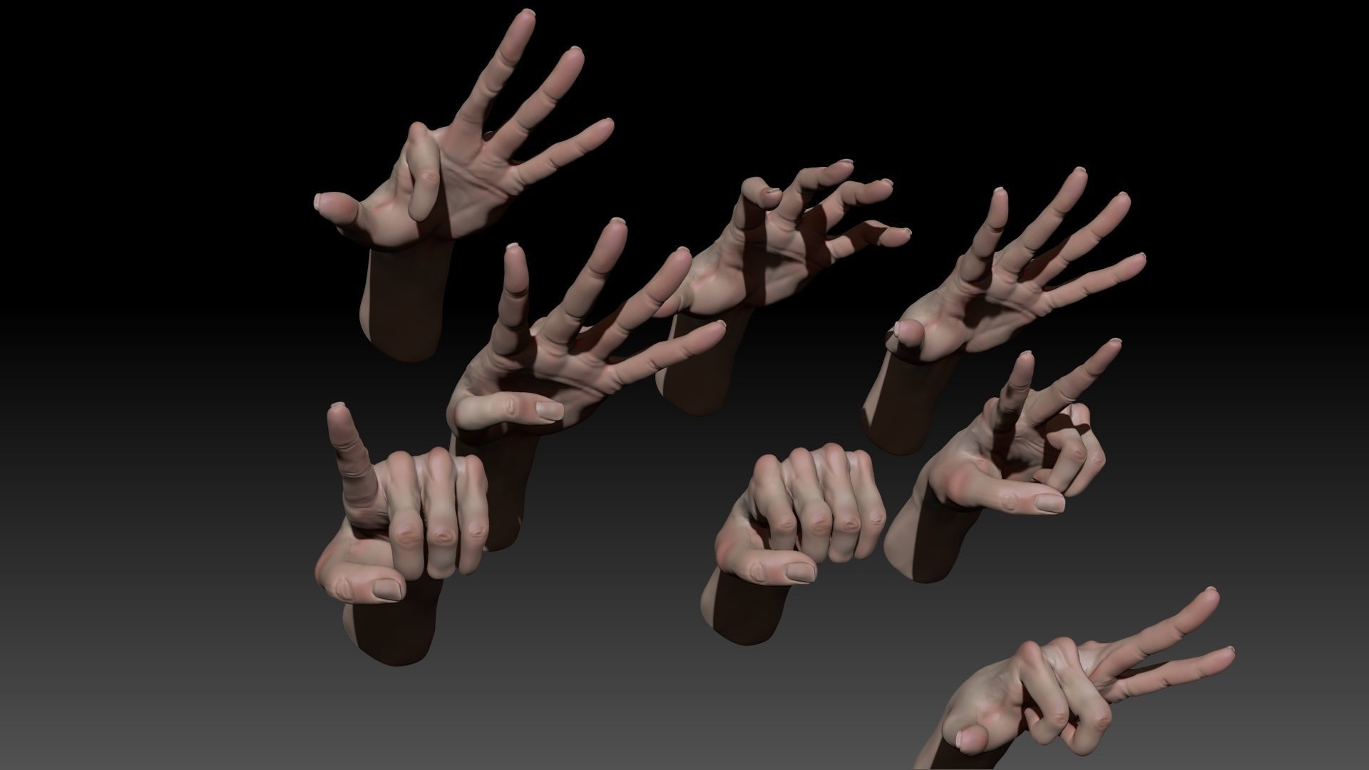 Female Pro Hand Gestures Sculpt Project 3D model | CGTrader