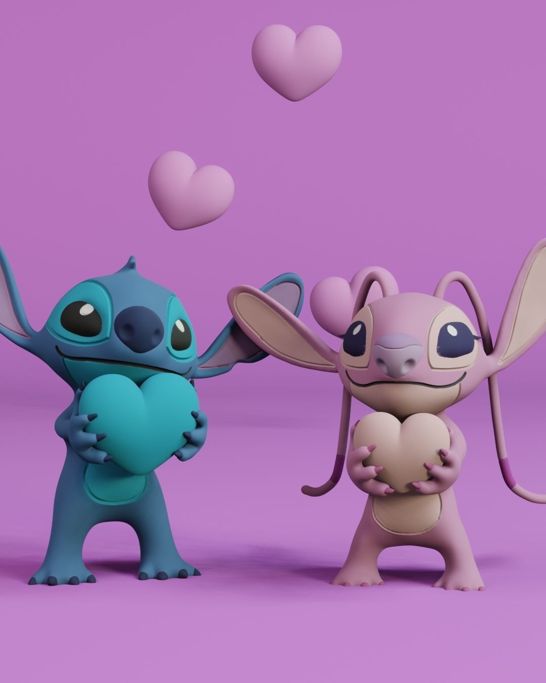 Stitch and Angel 3D model 3D printable | CGTrader