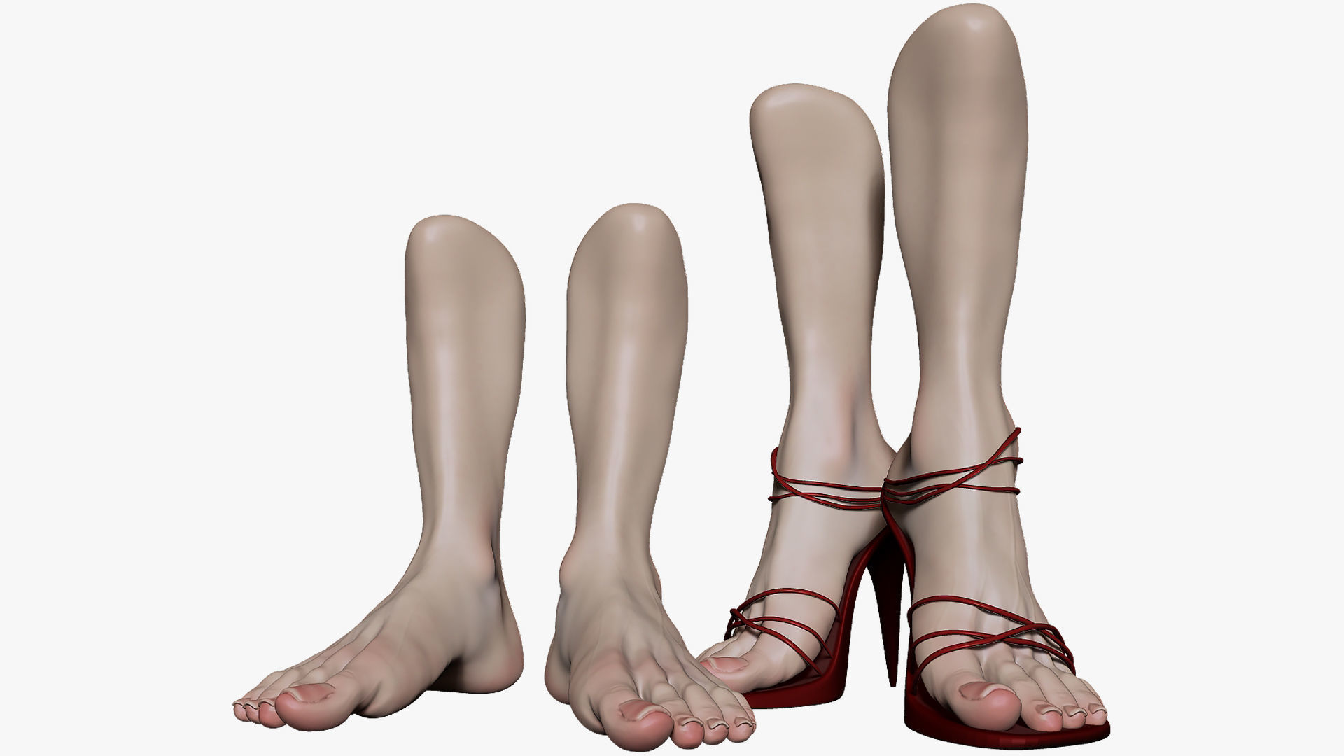 Female Pro Feet Heeled Shoes Sculpt Project 3D model | CGTrader