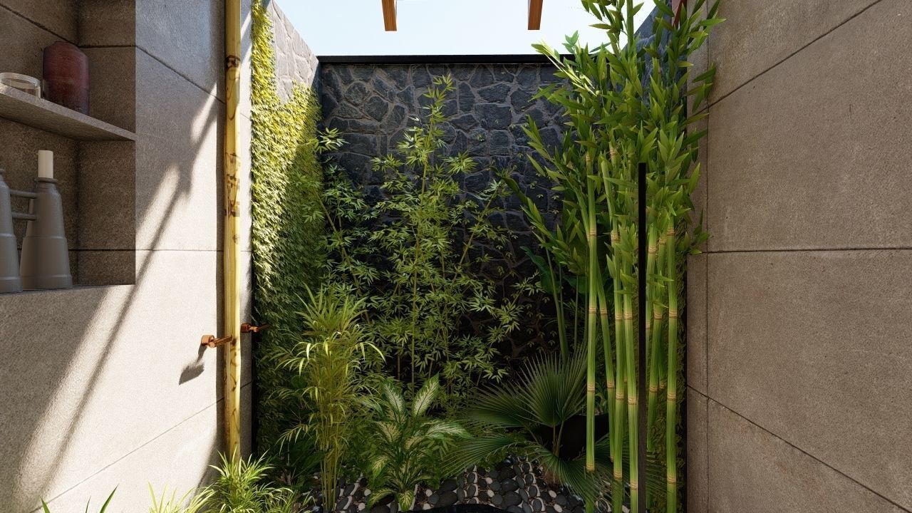Natural open top bathroom design 3D model | CGTrader