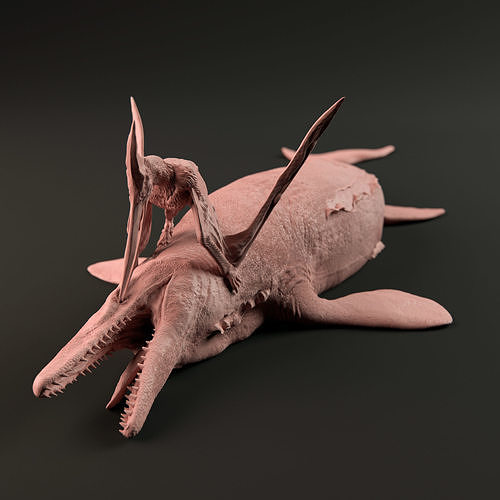 Tylosaurus dead 1-35 scale pre-supported marine reptile 3D model 3D ...