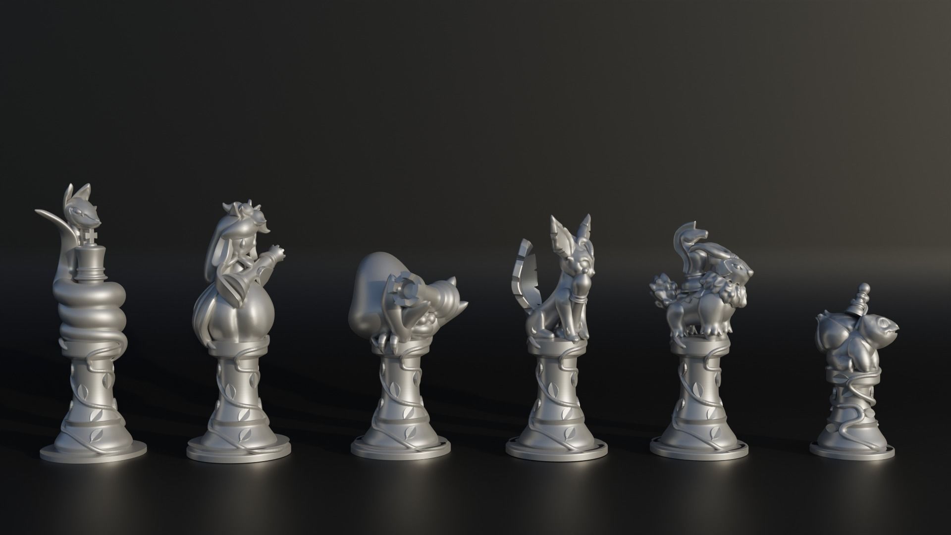 Pokemon Chess Set- Nature Pokemon Chess With 6 Different Model 3D model ...
