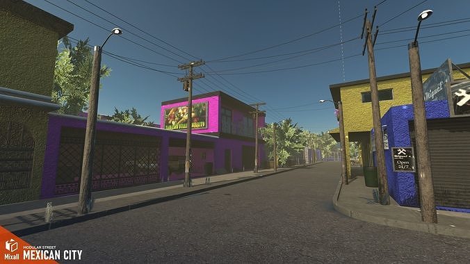 3D model Mexican City - modular street VR / AR / low-poly | CGTrader