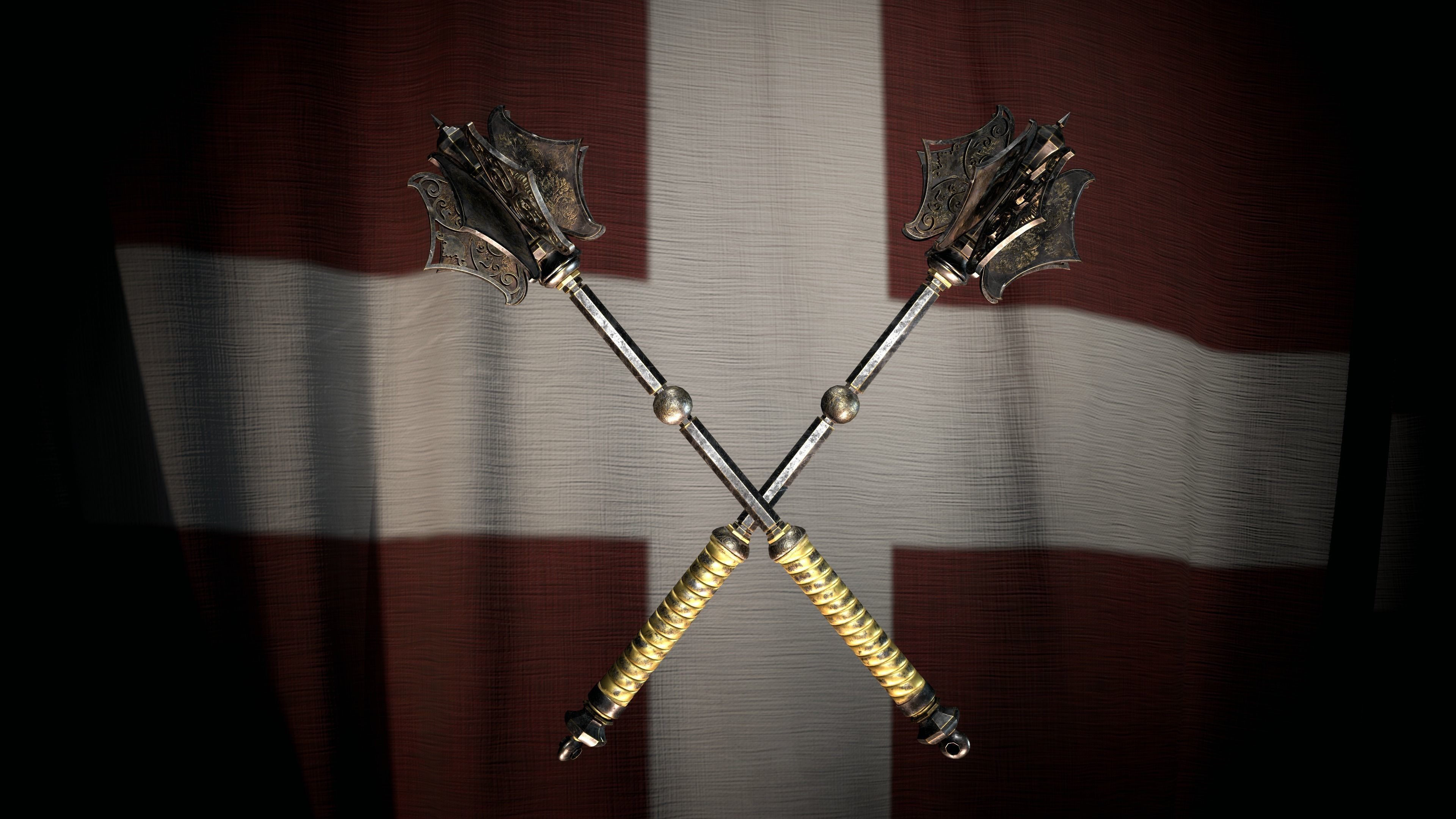 3D model Medieval templar battle mace Game ready VR / AR / low-poly ...