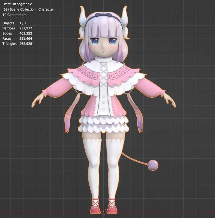 3D model Anime Character Stylized 3d model plus anime outline model VR ...