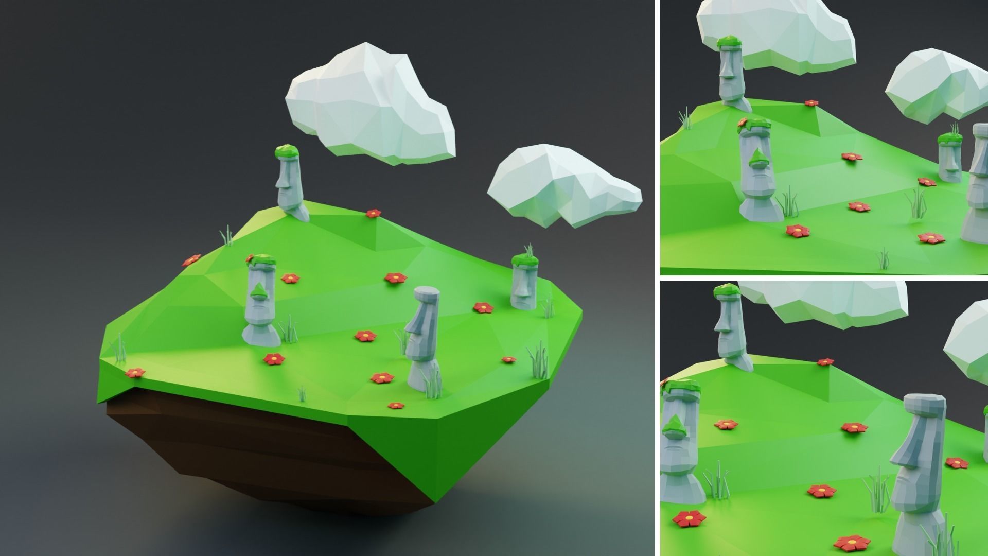 3D model Low Poly Worlds Islands Exteriors Pack 3 VR / AR / low-poly ...