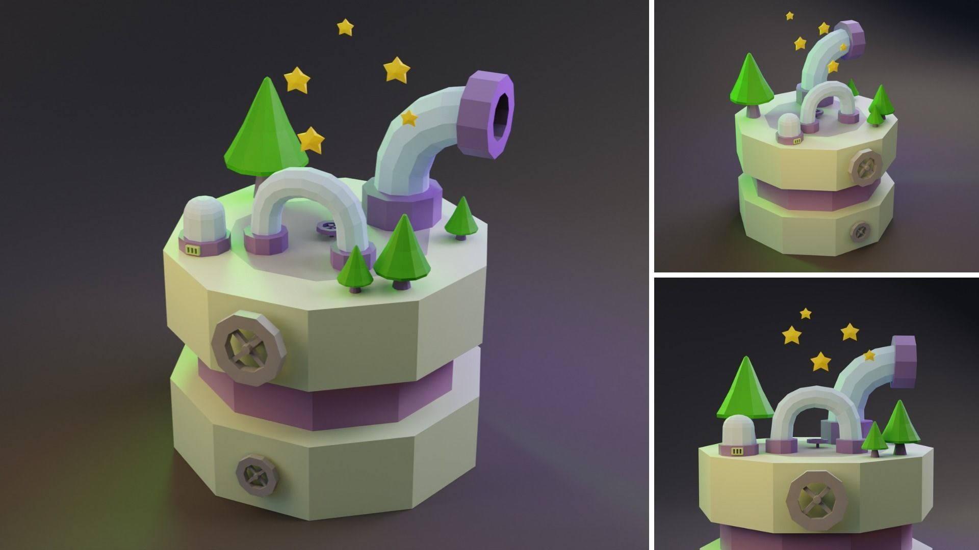 3D model Low Poly Worlds Islands Exteriors Pack 3 VR / AR / low-poly ...
