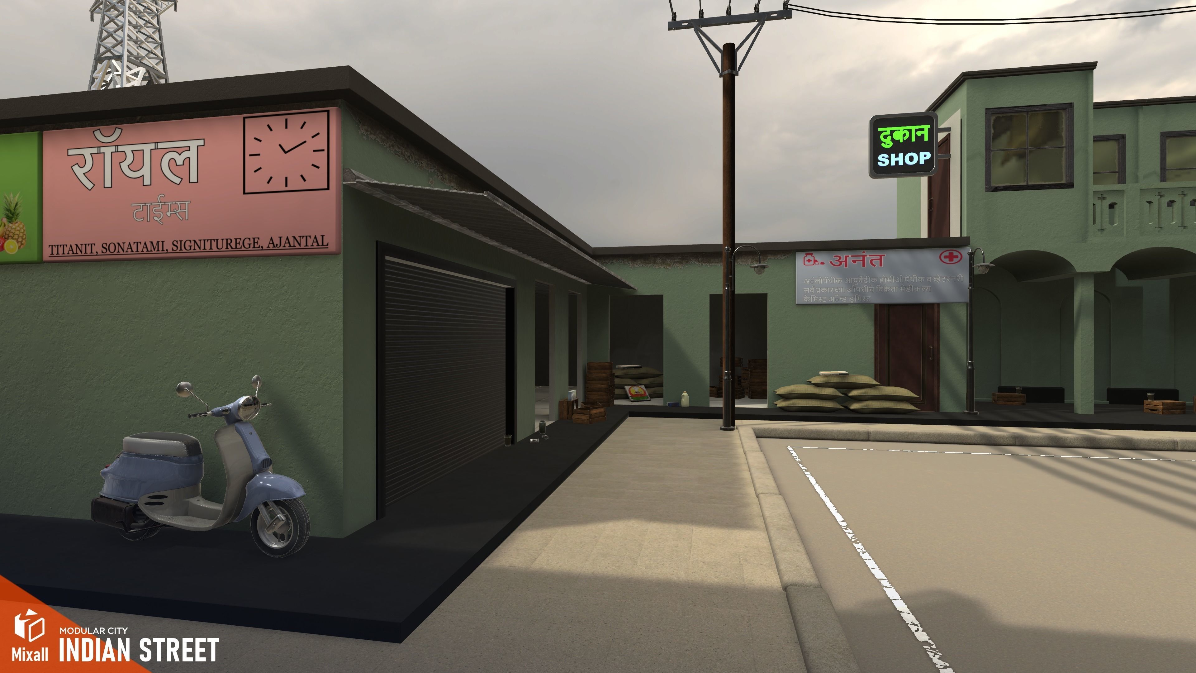 3D model Indian Street - modular city VR / AR / low-poly | CGTrader