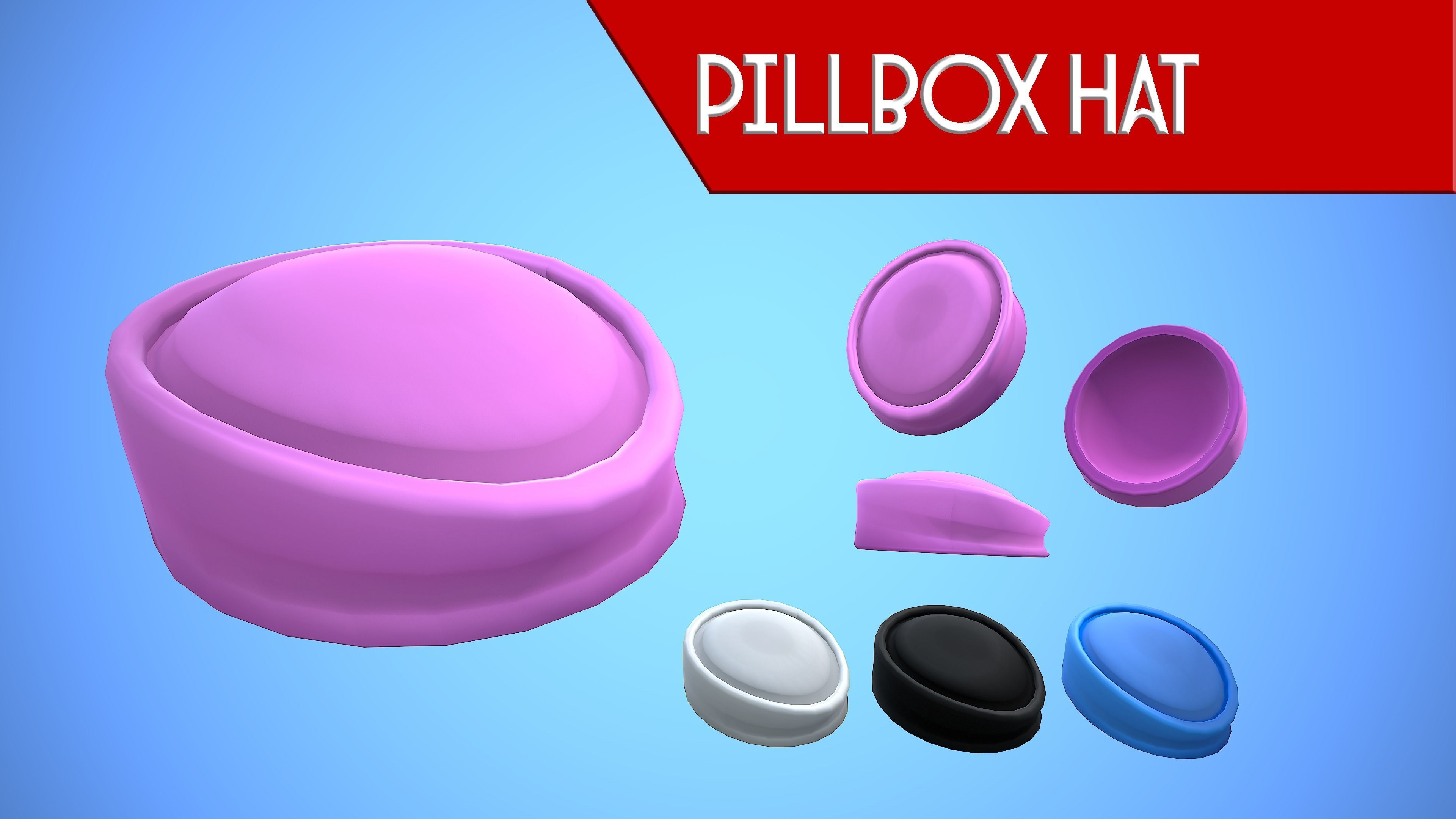 3D model PILLBOX HAT CARTOON STYLIZED VR / AR / low-poly | CGTrader